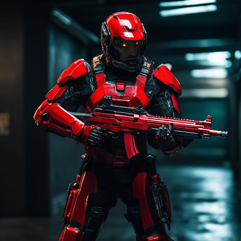 "A stalker in a red exoskeleton with a red AK-47 in his hands" — image ...