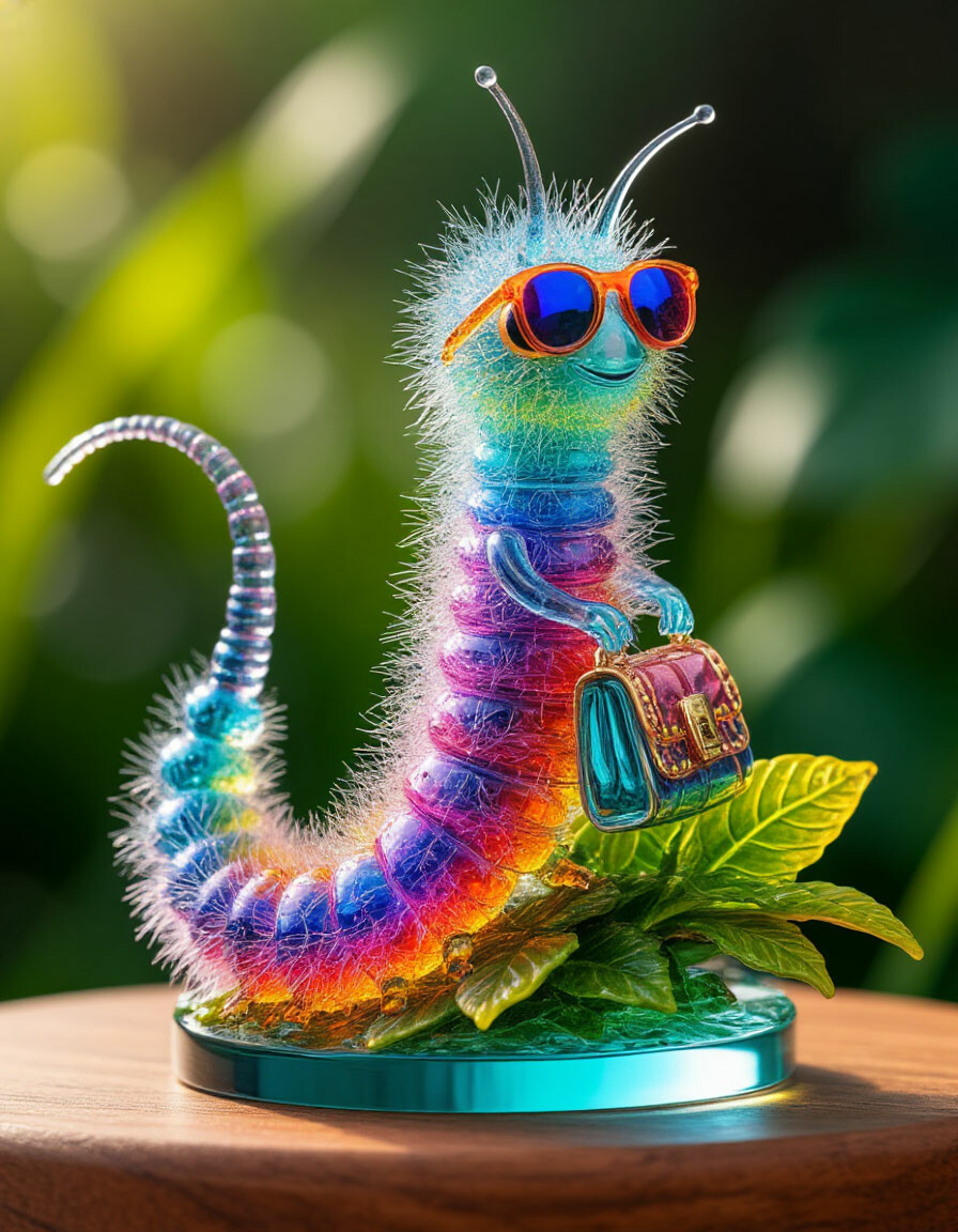 "Board worlds mini sculpture,made of transparent, colored glass,on a ...