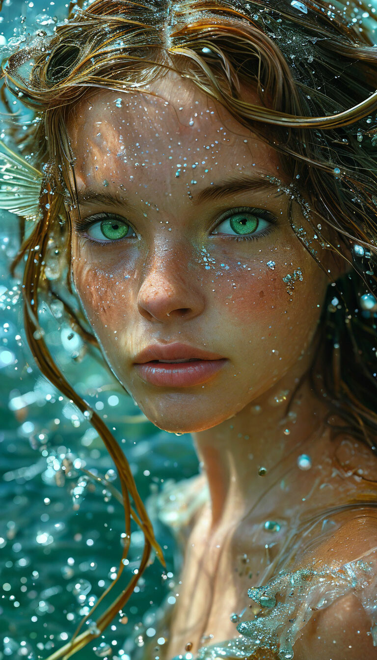 "Sbezv67@gmail.com beautiful fairy mermaid,green-eyed, water,splashes ...