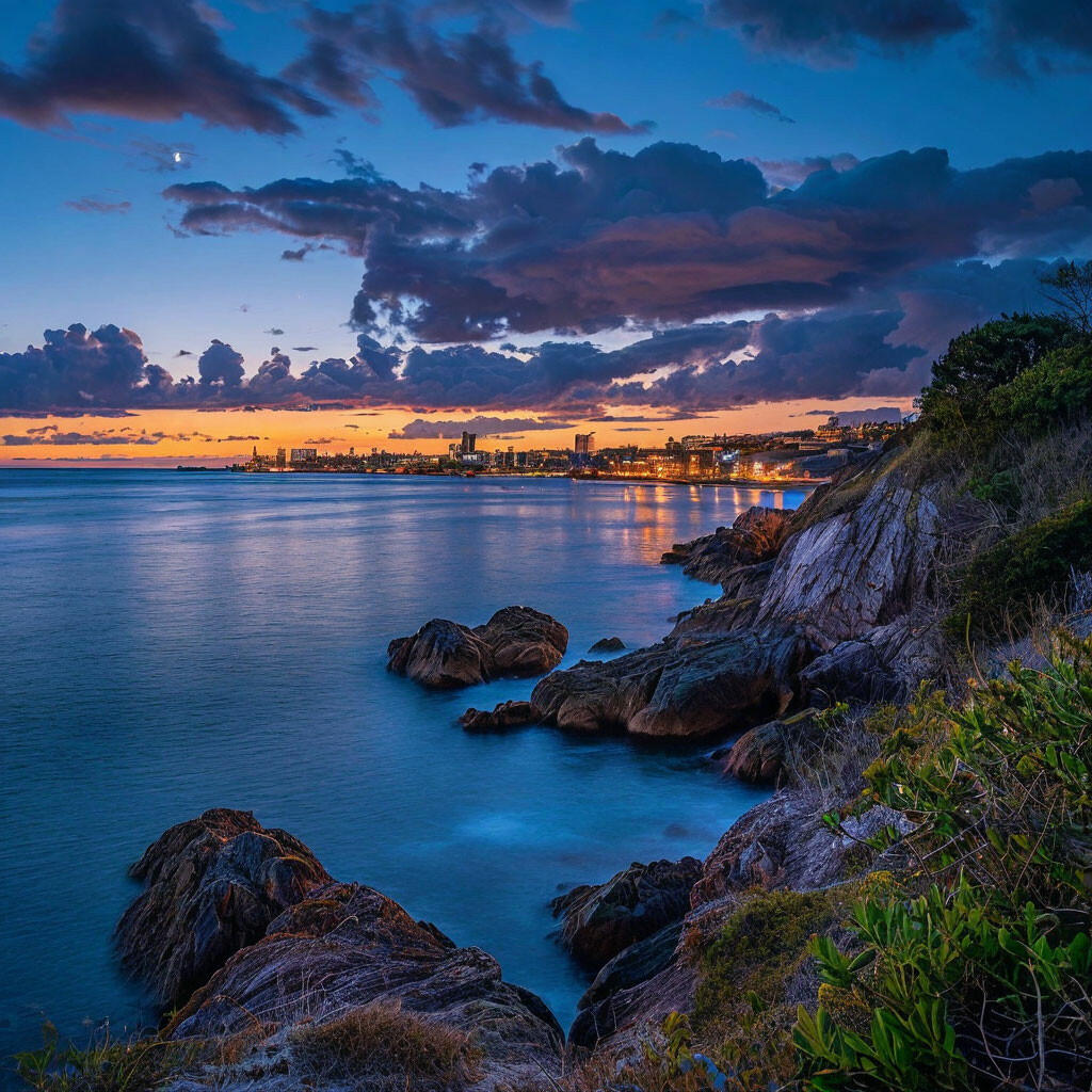 "A serene night over the sea bay, photogenic By Manhunter C." — image ...