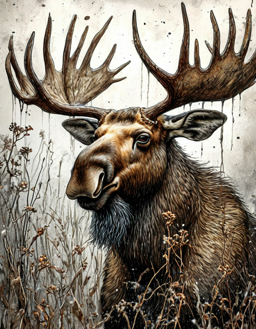 "🍃 anthropomorphic old moose with a …" — image created in Shedevrum