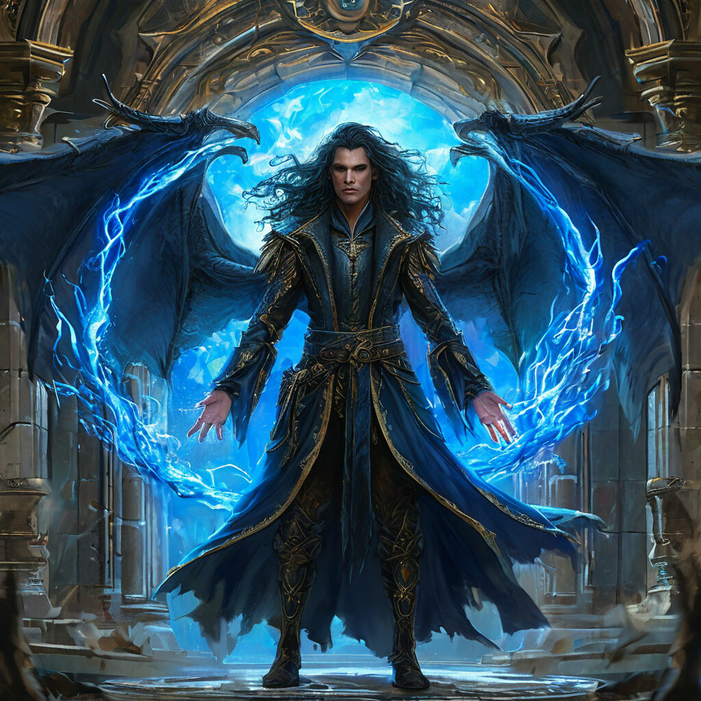 "The dark lord rector of the Academy …" — image created in Shedevrum