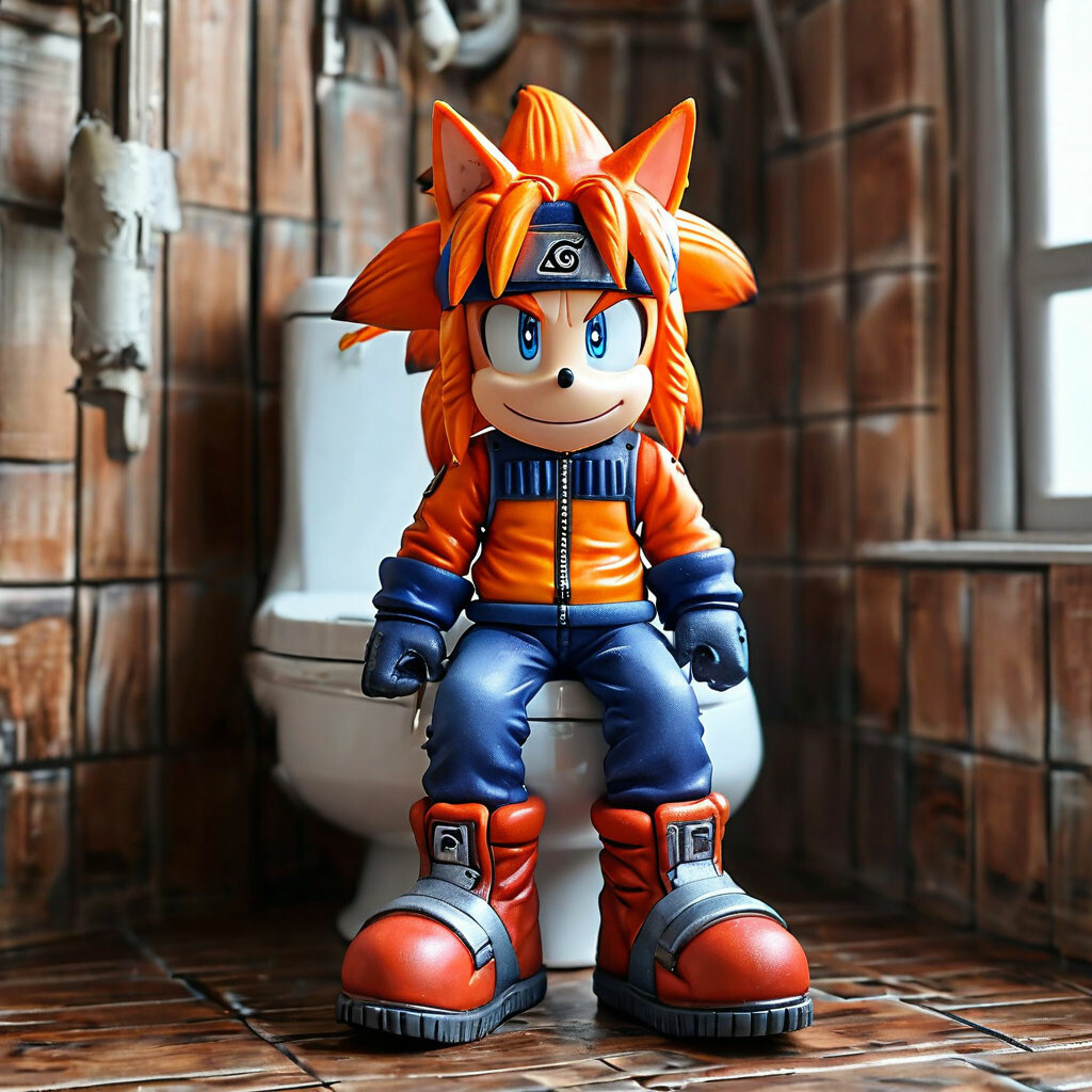 "Naruto became Sonic the skibidi …" — image created in Shedevrum