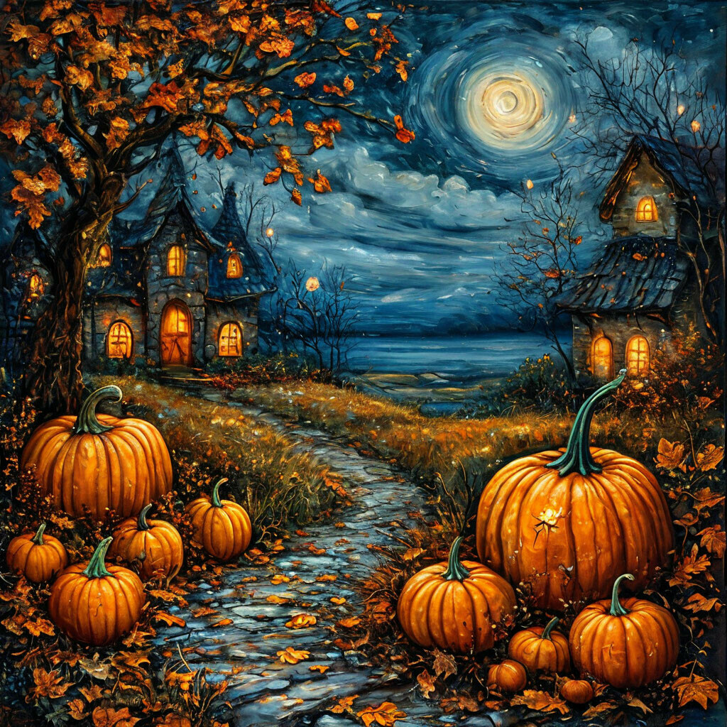 "Hocus pocus, pumpkins, magic, candles…" — image created in Shedevrum