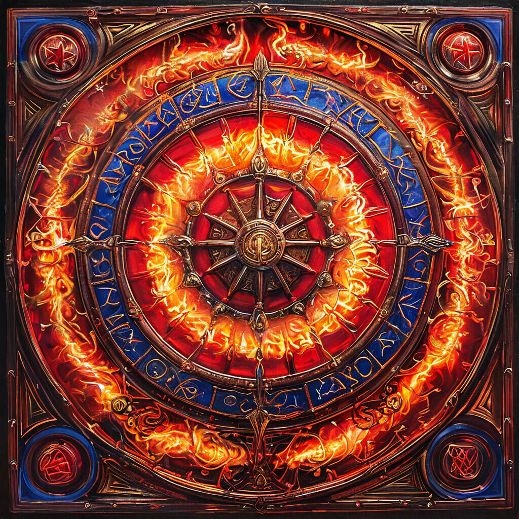 "Fantastic wheel of fortune, runes, …" — image created in Shedevrum