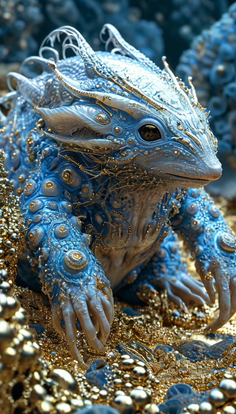 "Golden-headed silver-mother-of-pearl mole-chimera mole-anthropomorphic ...