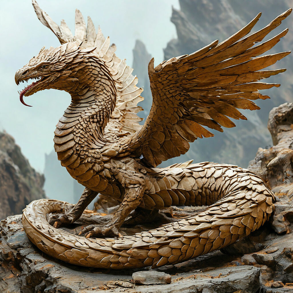 "Clay Snake-wing Description: A snake-like creature with wide wings ...
