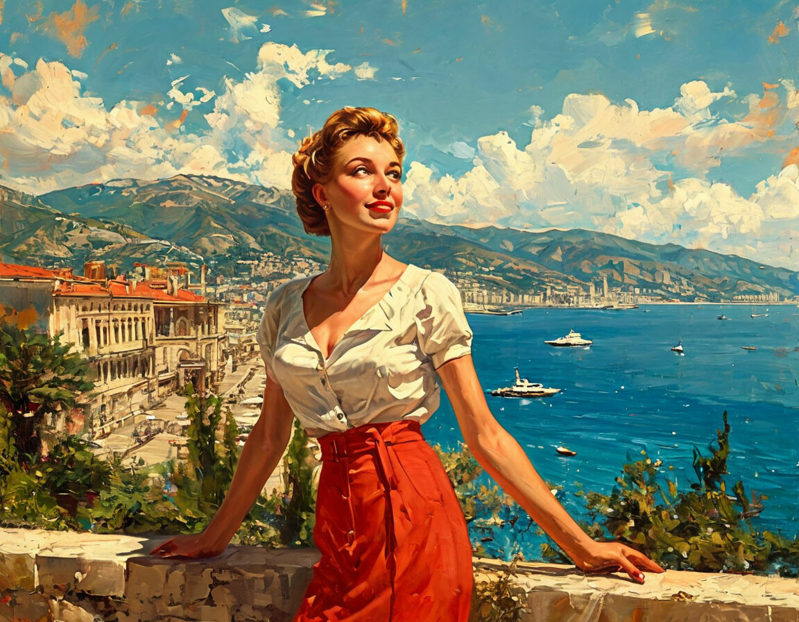 "Ussr, Yalta, summer, sun, sea, Soviet pin-up" — image created in Shedevrum