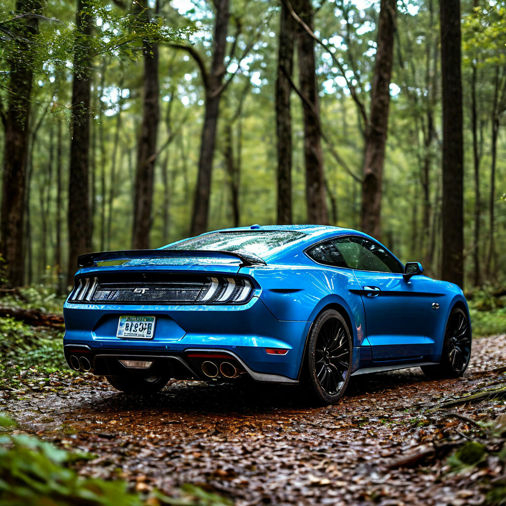 "Está lloviendo, Ford Mustang 2022 …" — imagen creada en Shedevrum
