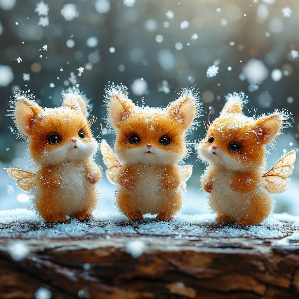 "Micro, micro tiny creatures made of fluff and pollen long eyelashes ...