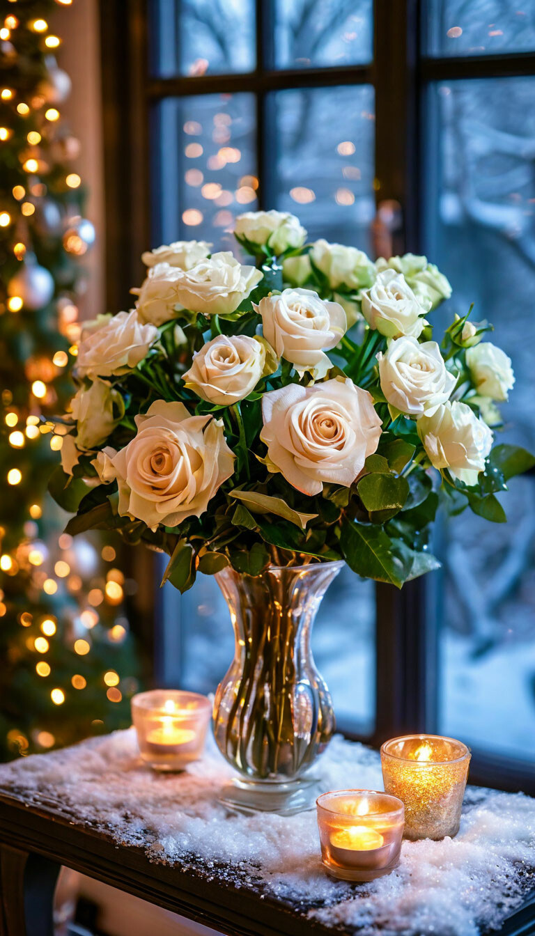 ". A bouquet of delicate white roses …" — image created in Shedevrum