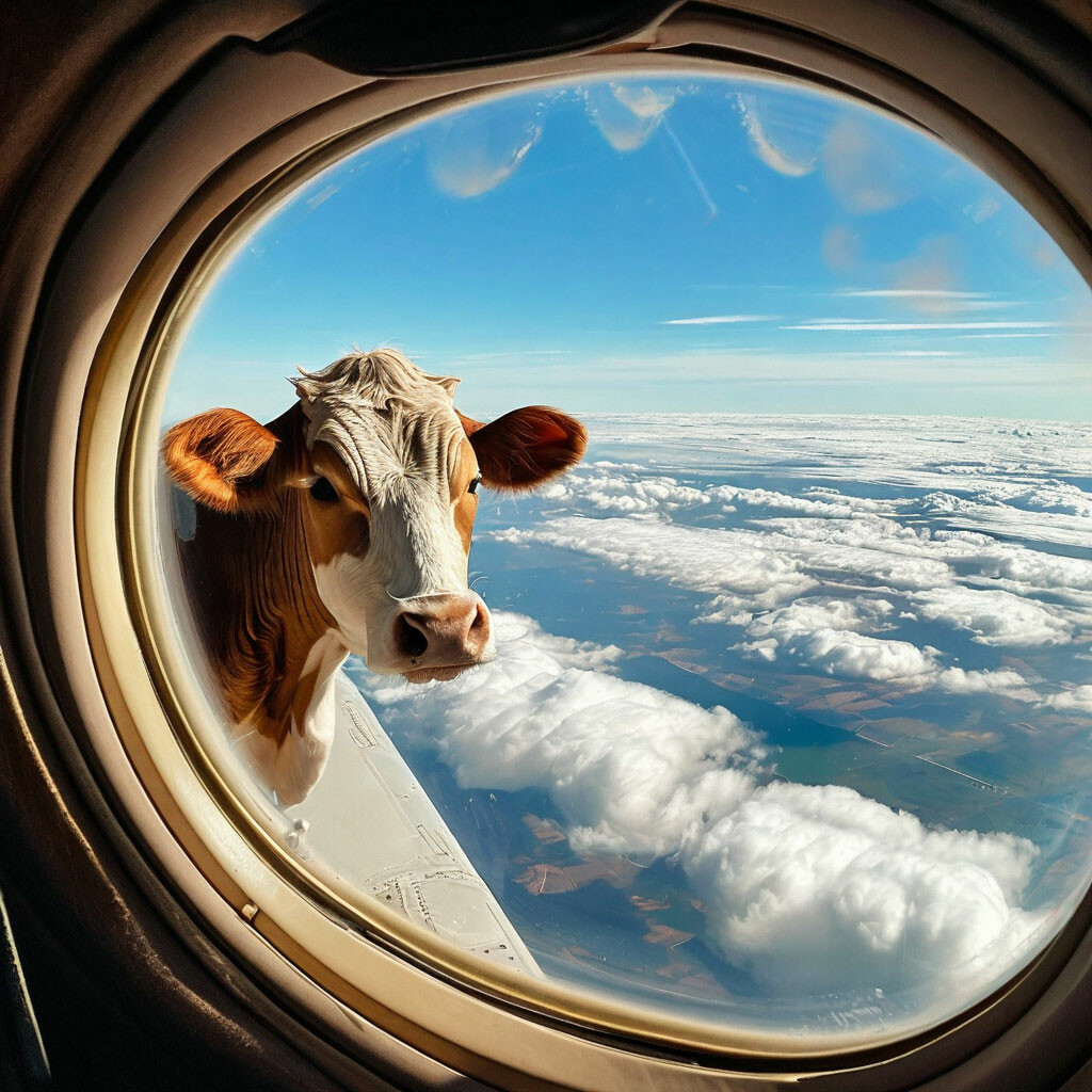 "It's daytime outside, the view from the plane window, and there's a ...