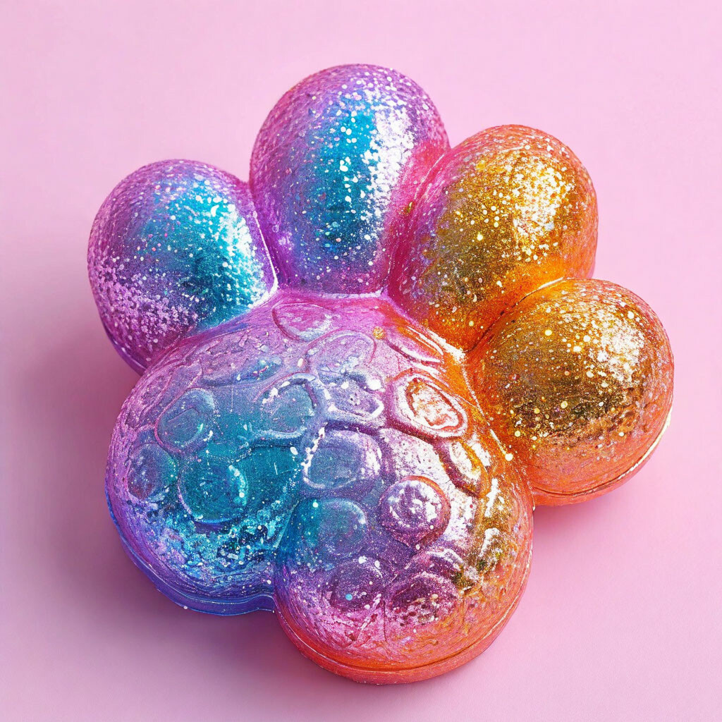 "Squishy paw with sequins a little …" — image created in Shedevrum