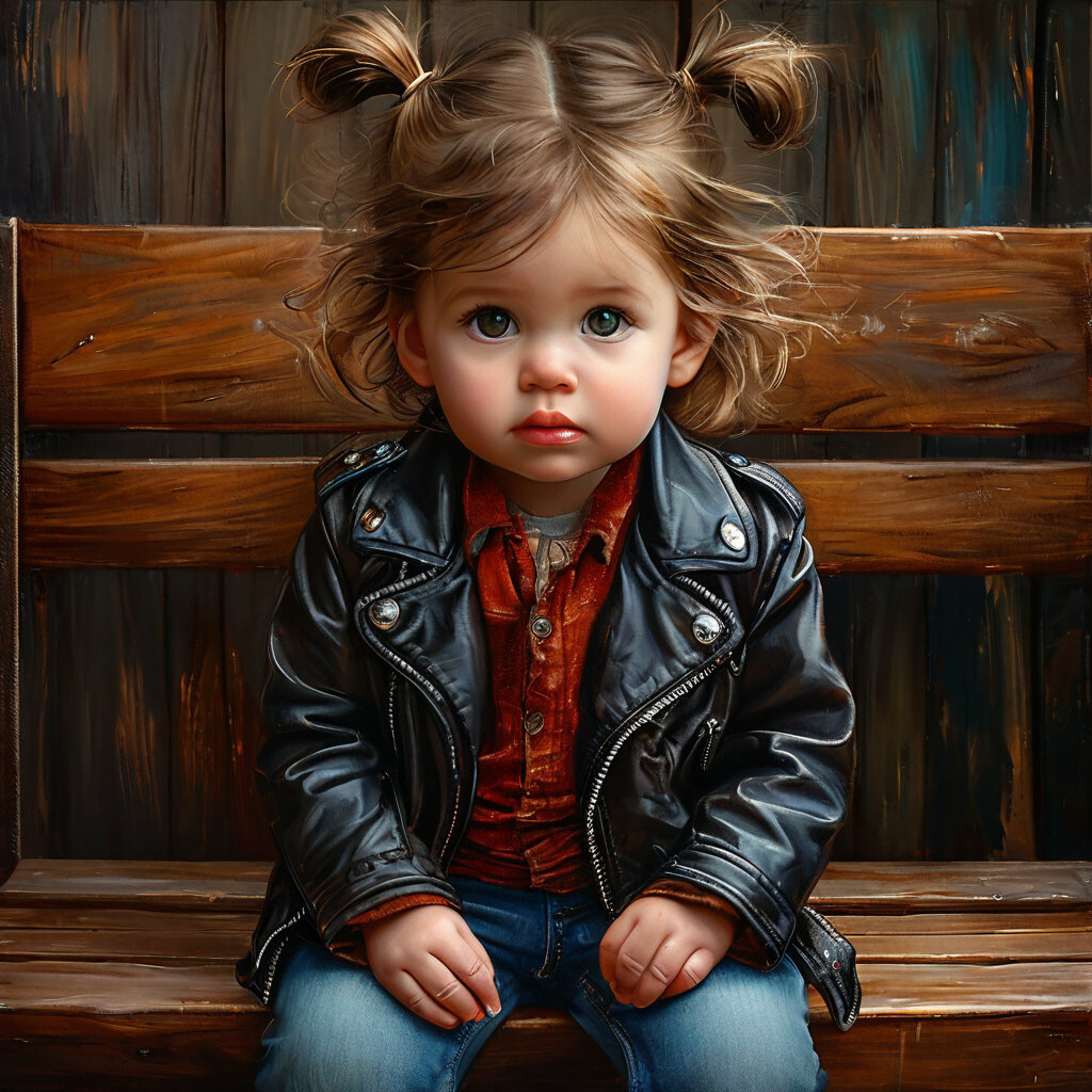 "А bebé pequeña sentada encima de un …" — imagen creada en Shedevrum