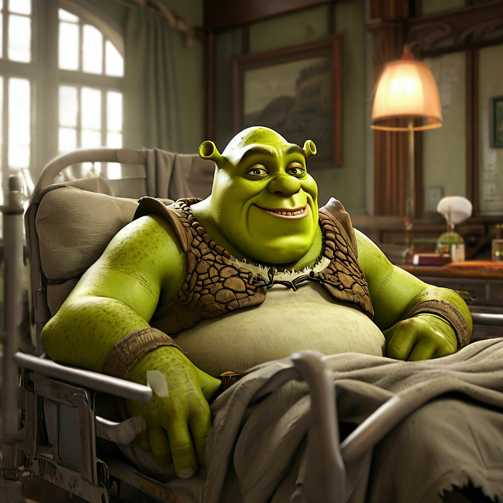 «Шрек урнотерапия обработка …» — картинка создана в Шедевруме