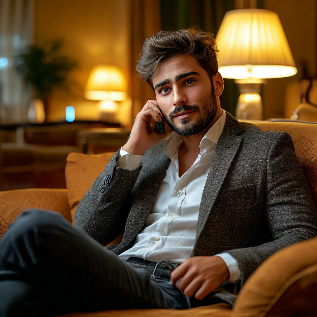 "The cheating guy is sitting with a …" — image created in Shedevrum