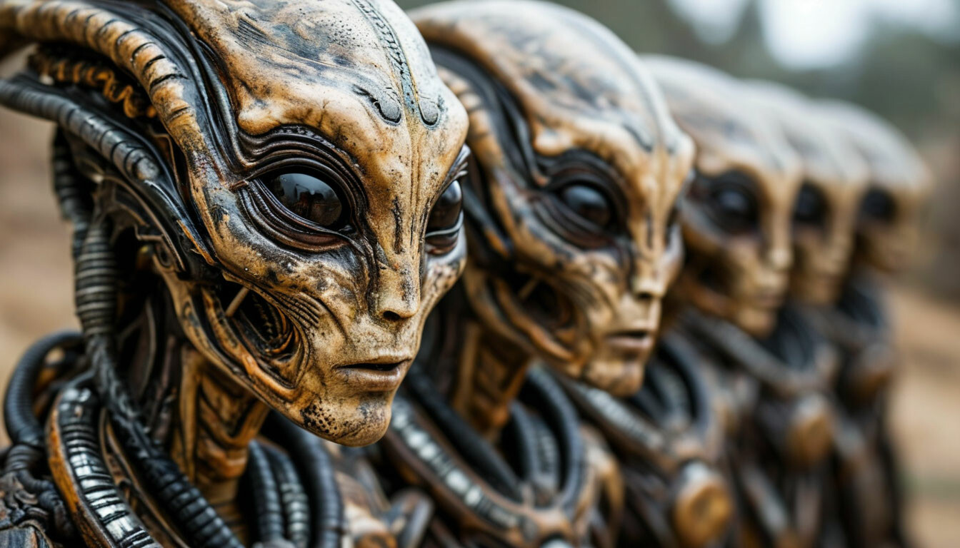 "The evolution of alien human hybrids" — image created in Shedevrum