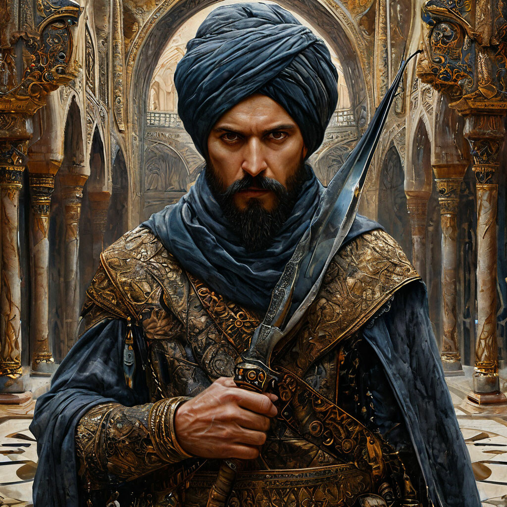 "Turkish warrior, janissary with a …" — image created in Shedevrum