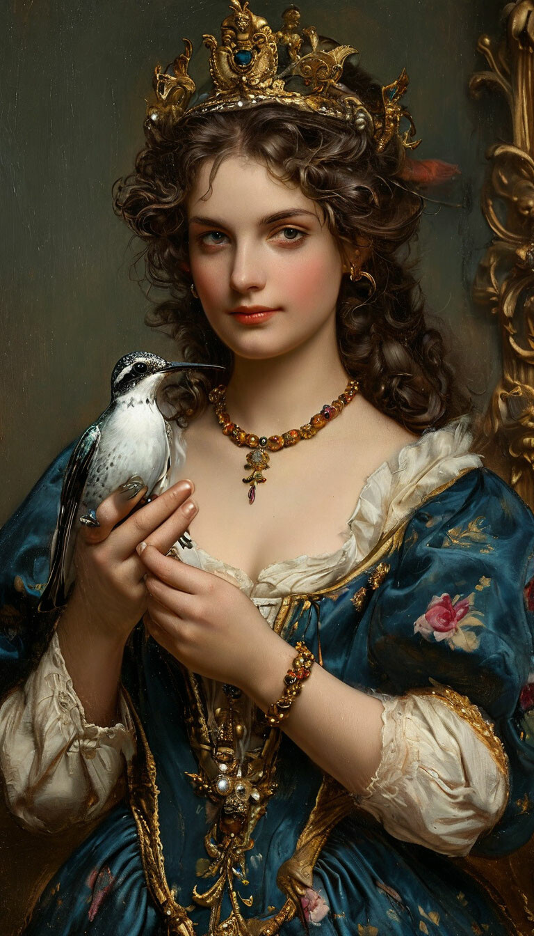 ""The beauty holding the bird" The artist / Louis-Emile Pinel de ...
