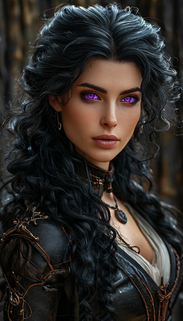 "A woman of extraordinary beauty (magnificent raven-colored hair ...