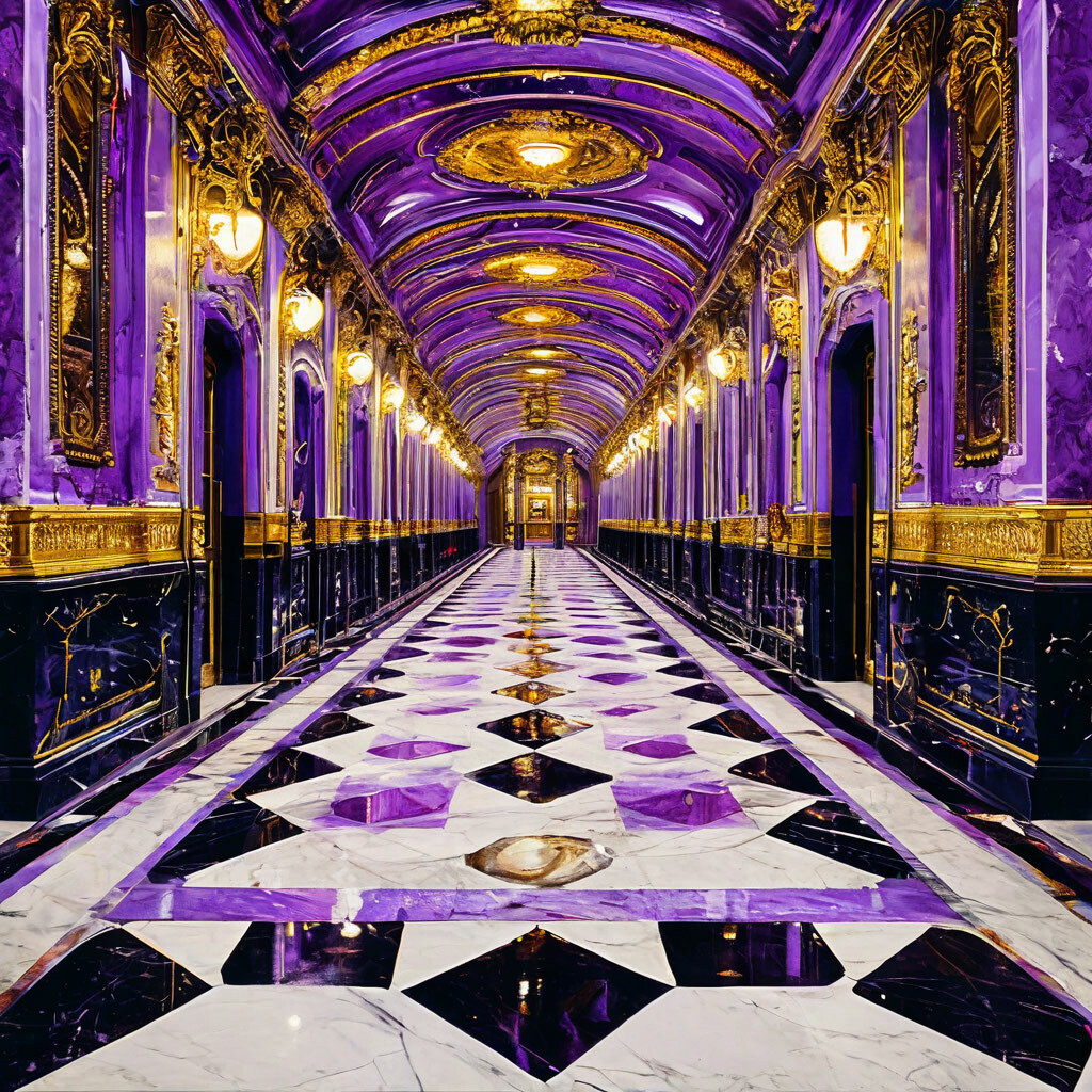 "Marble white and black purple metro station with gold. Very nice ...