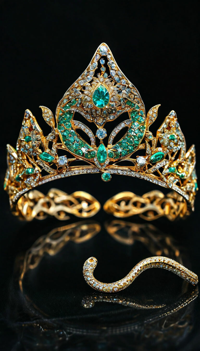 «Диадема со змеёй с изумрудом и …» — картинка создана в Шедевруме