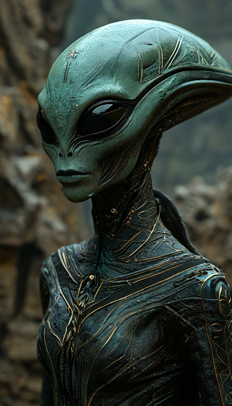 "🔥 Mystical alien portrait, professional photo,elusive shadows and ...