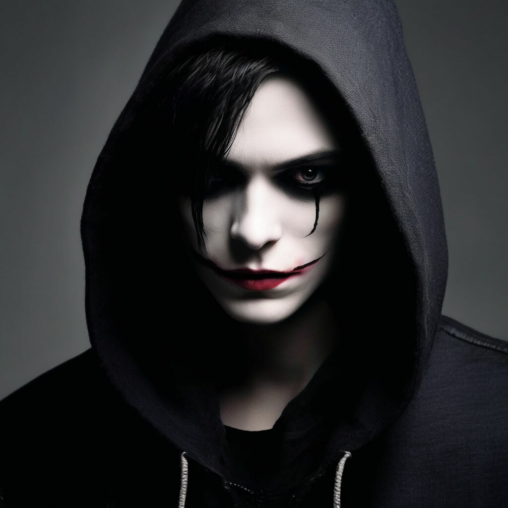 "A gloomy portrait of a young guy who …" — image created in Shedevrum