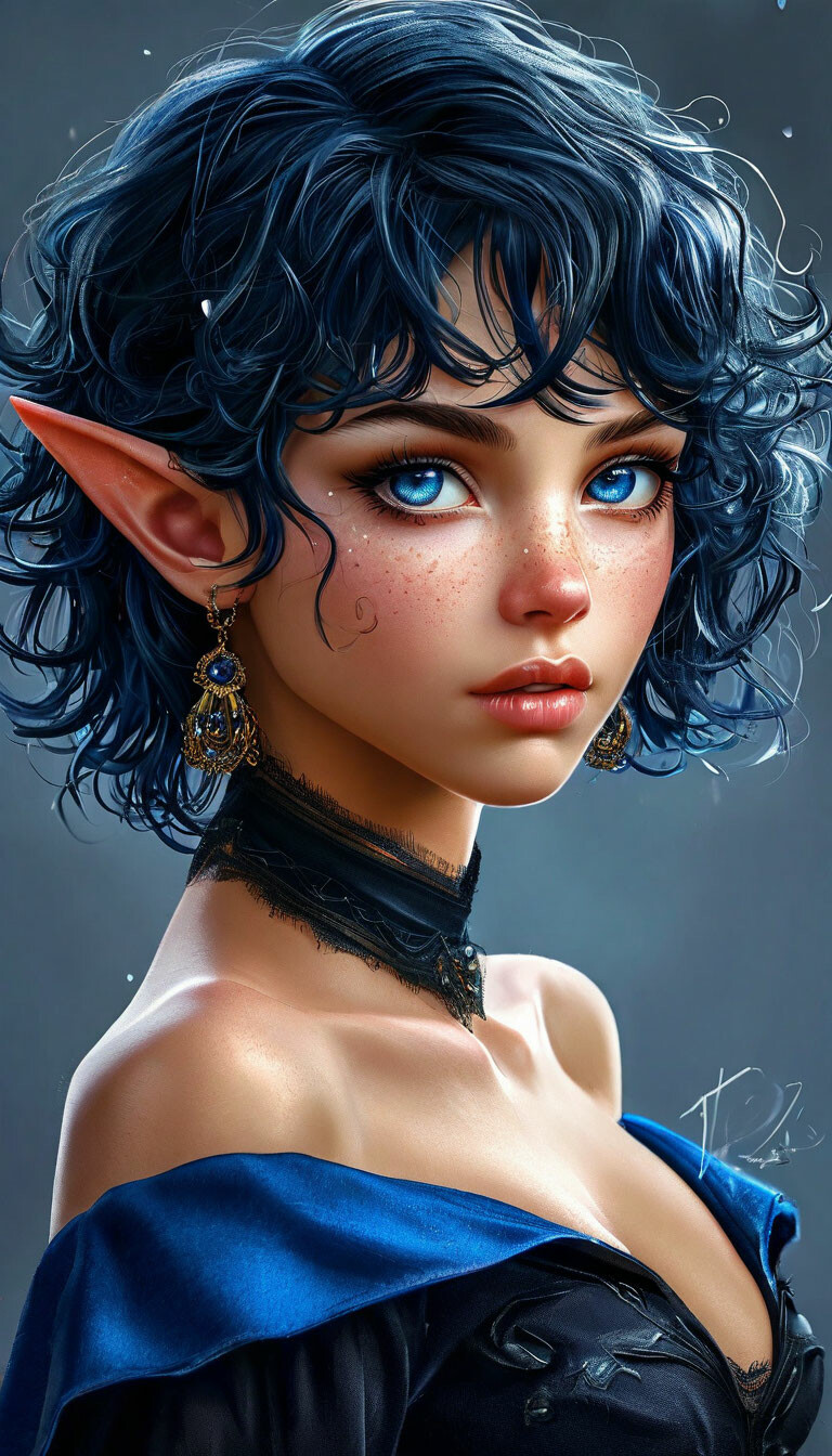 "💎 elf, pointed ears, long eyelashes…" — image created in Shedevrum