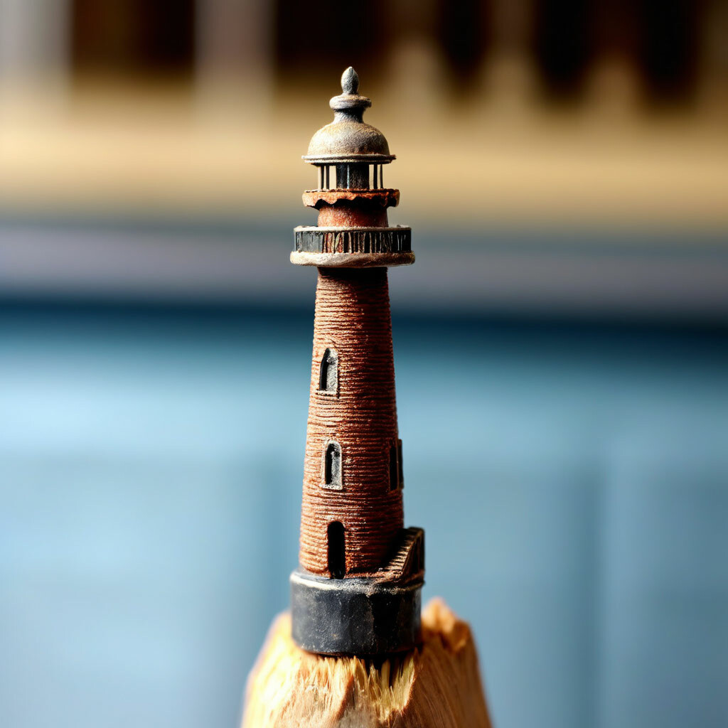 "🥀 pencil carving a lighthouse on the…" — image created in Shedevrum