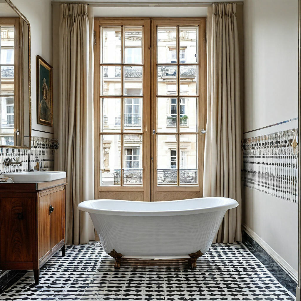 "Modern bathroom Paris apartment. …" — image created in Shedevrum