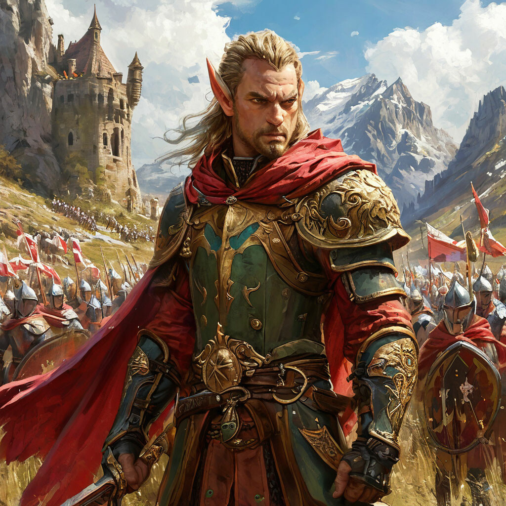 "The battle elf at the tournament" — image created in Shedevrum