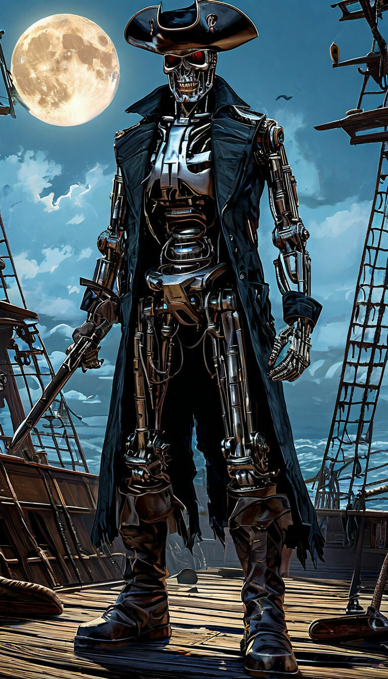 "Terminator-Pirate. T-800 endoskeleton+Pirate The symbiosis of the ...