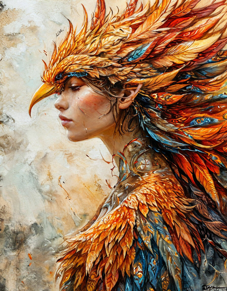 "☀️ Phoenix bird, a symbiosis of a girl and a bird, A fabulous motif ...