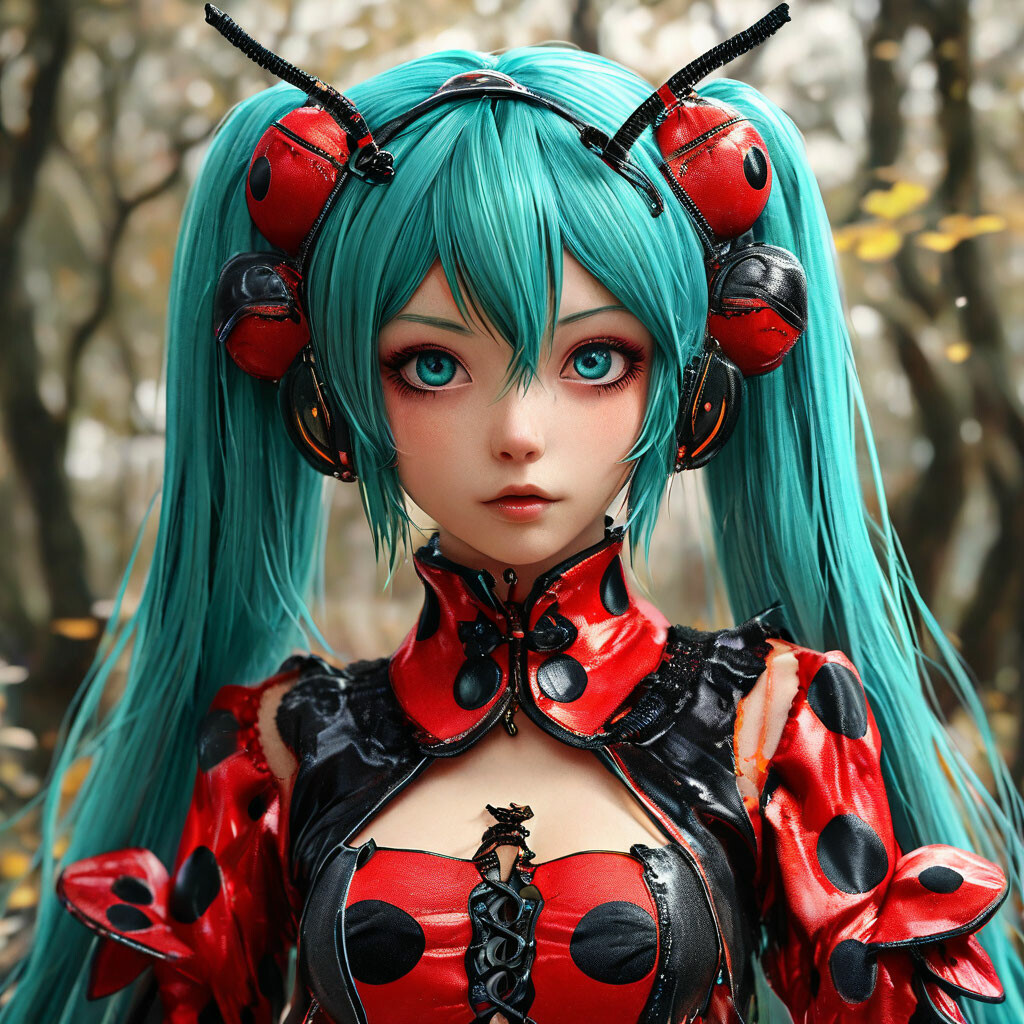"Hatsune Miku in Lady Bugs costume" — image created in Shedevrum
