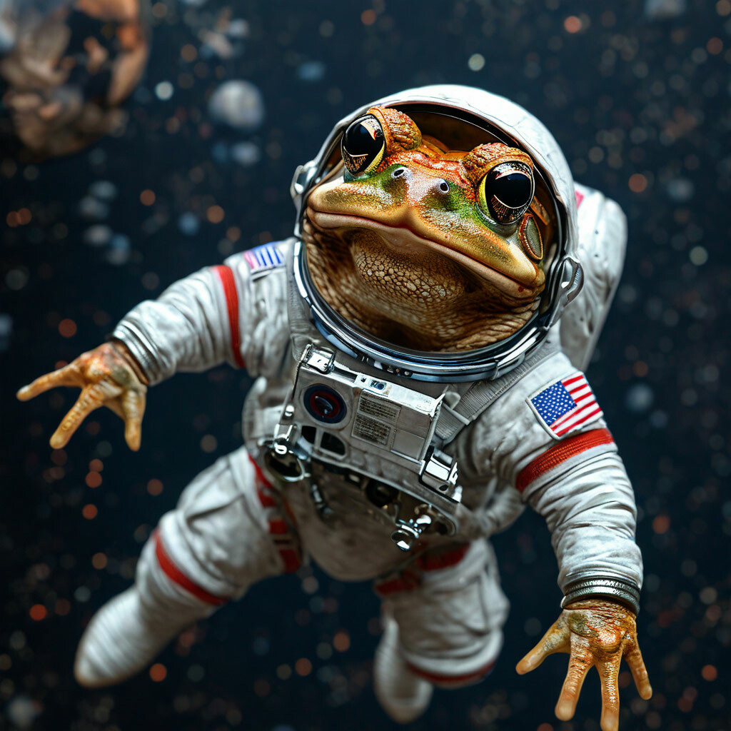"The toad is an astronaut toad as a …" — image created in Shedevrum