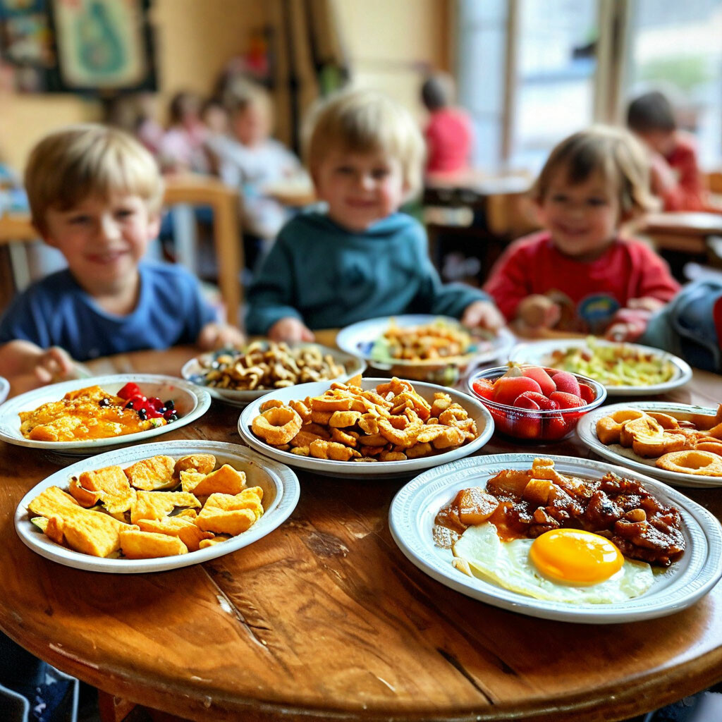 "Breakfast in the kindergarten group" — image created in Shedevrum