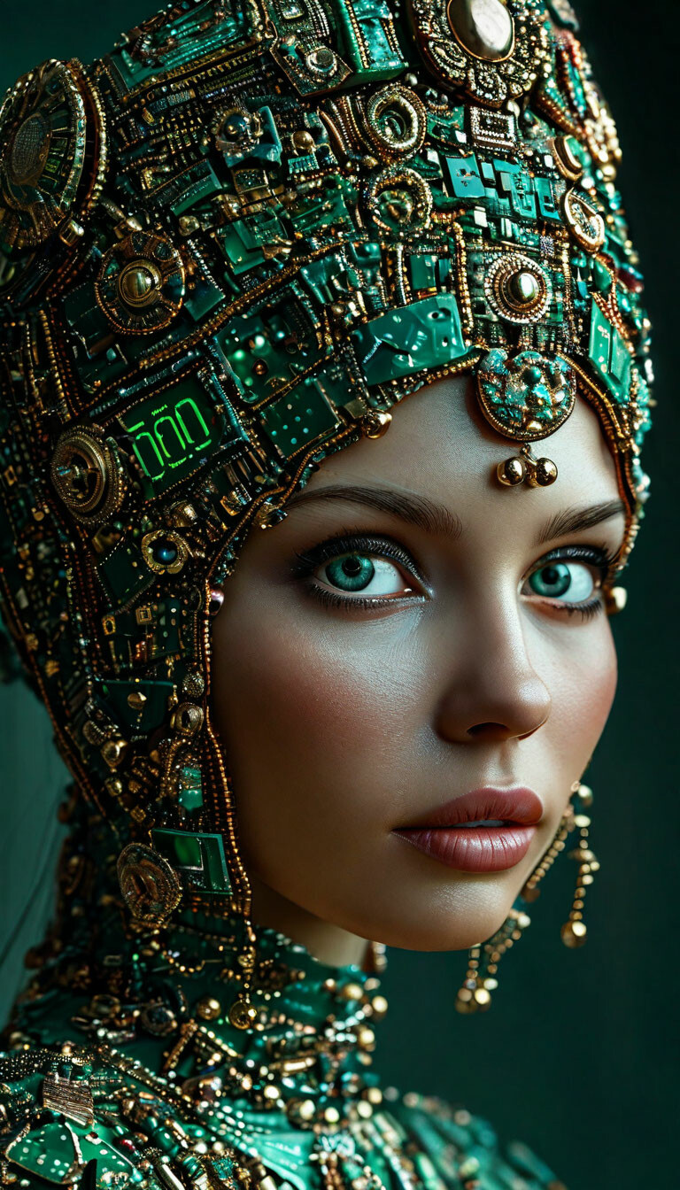 "Russian Russian cyberpunk high-tech …" — image created in Shedevrum