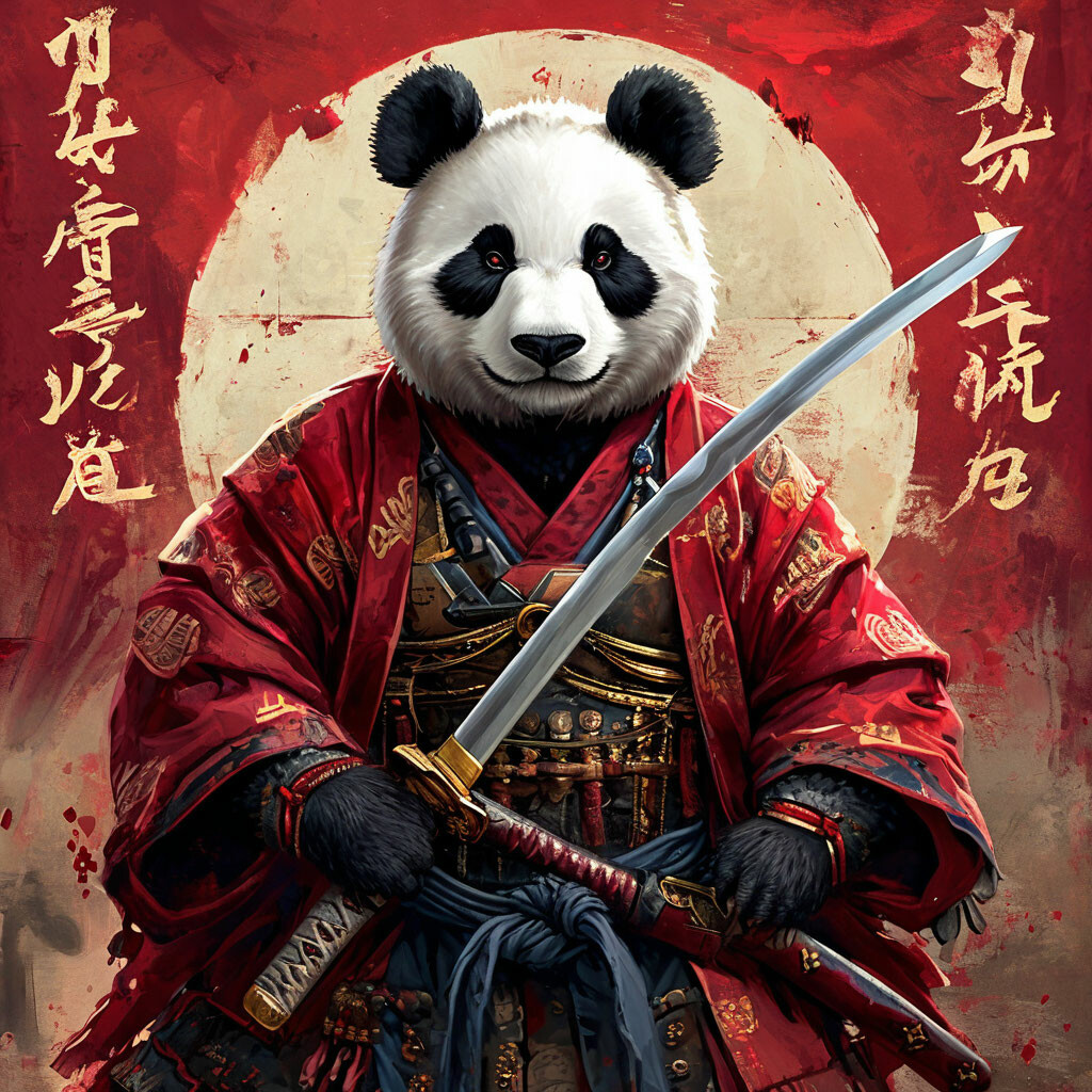 "Panda samurai with a samurai sword" — image created in Shedevrum