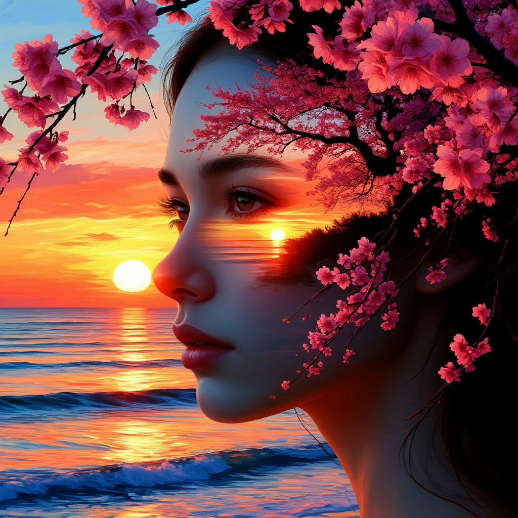 "Digital painting. close-up. An optical illusion. Landscape of ...