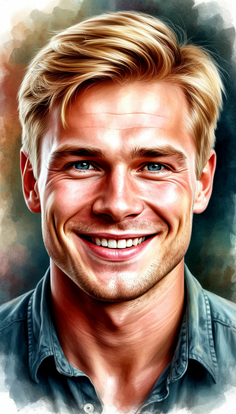 "Fluorography -art,in color airbrushing -art,Slavic type man,actor ...