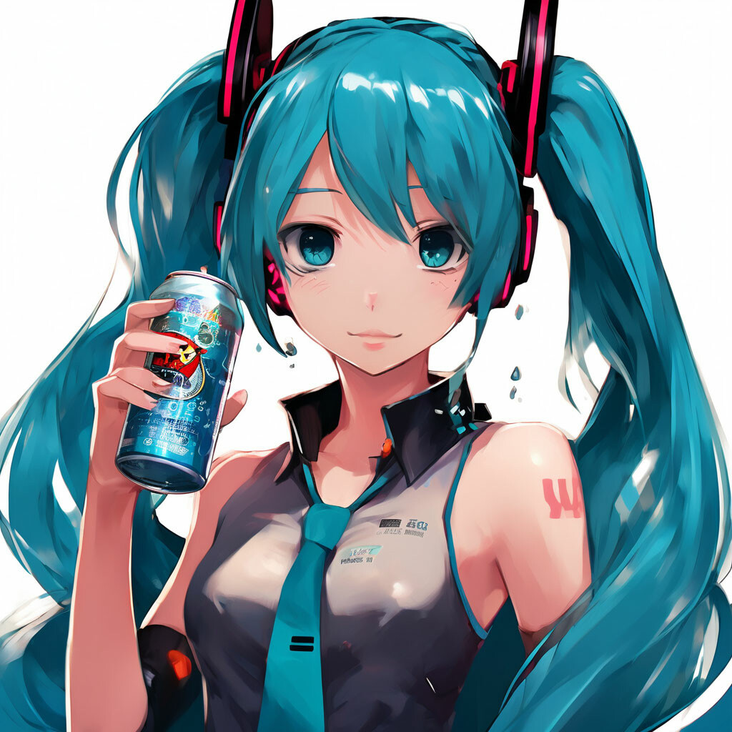 "Miku Hatsune is holding an energy …" — image created in Shedevrum