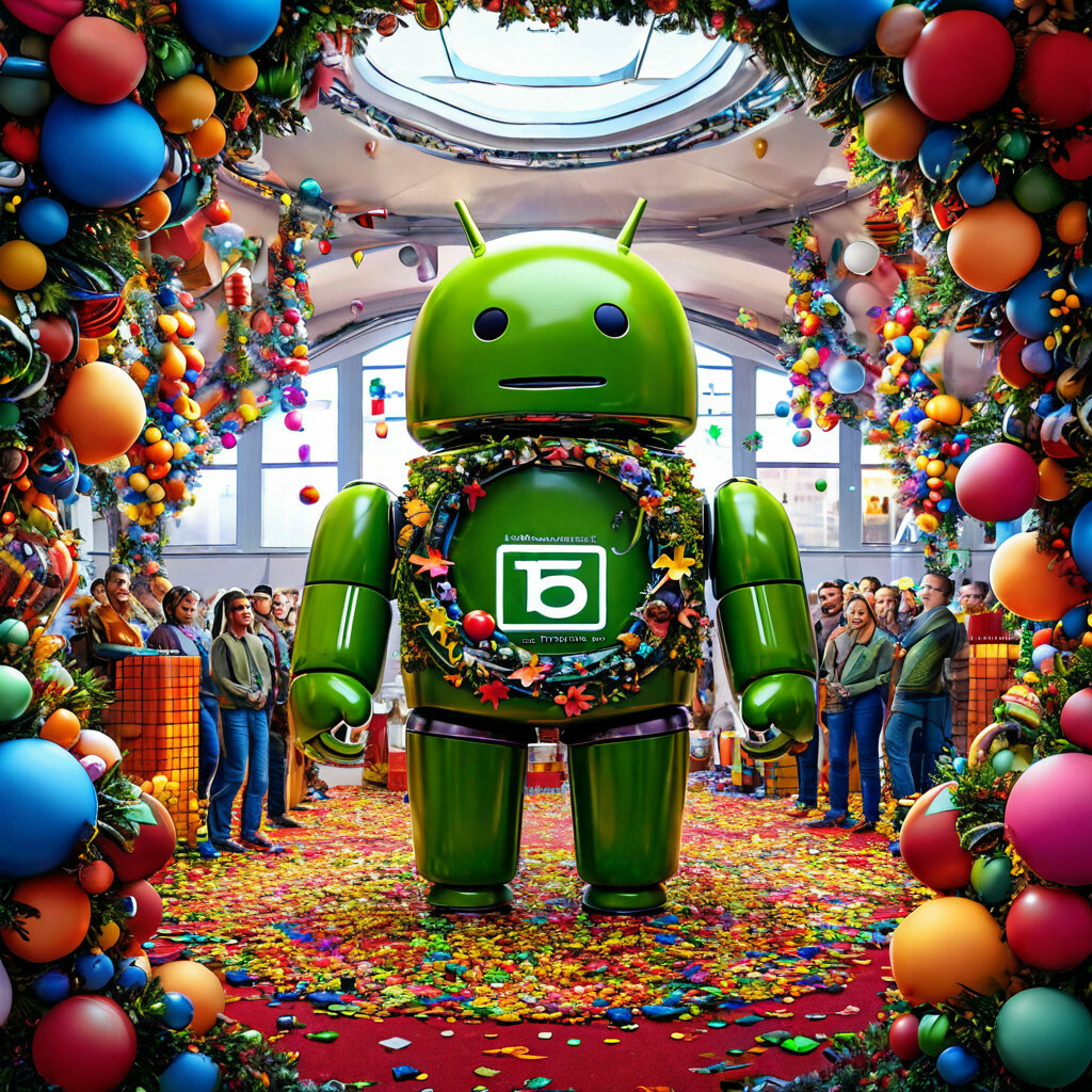 "The Android company celebrates its …" — image created in Shedevrum