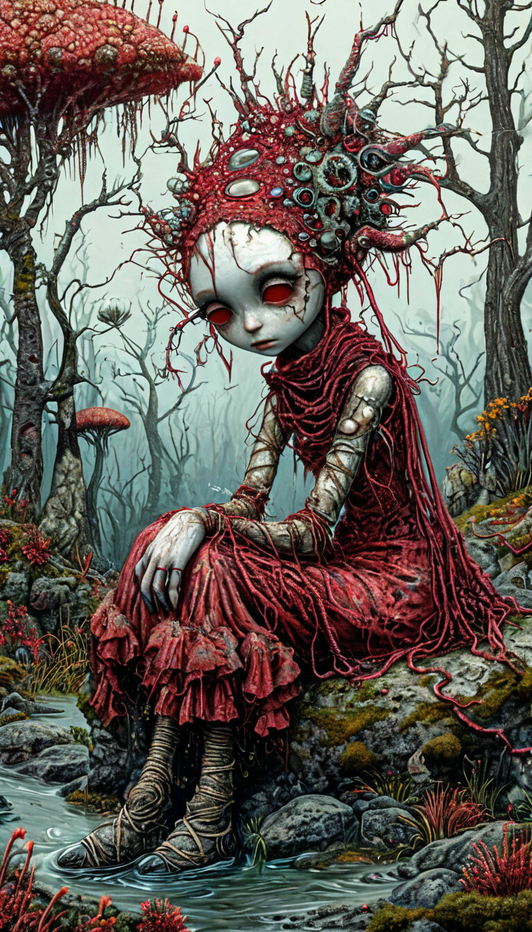 "An unusual sad fantastic female creature in strange mysterious ...