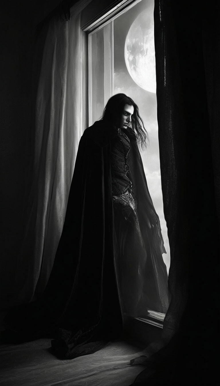 "I looked out the window through the curtains of darkness The vampire ...