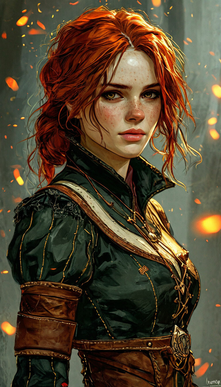 "Triss from the Witcher, sparks, igni…" — image created in Shedevrum