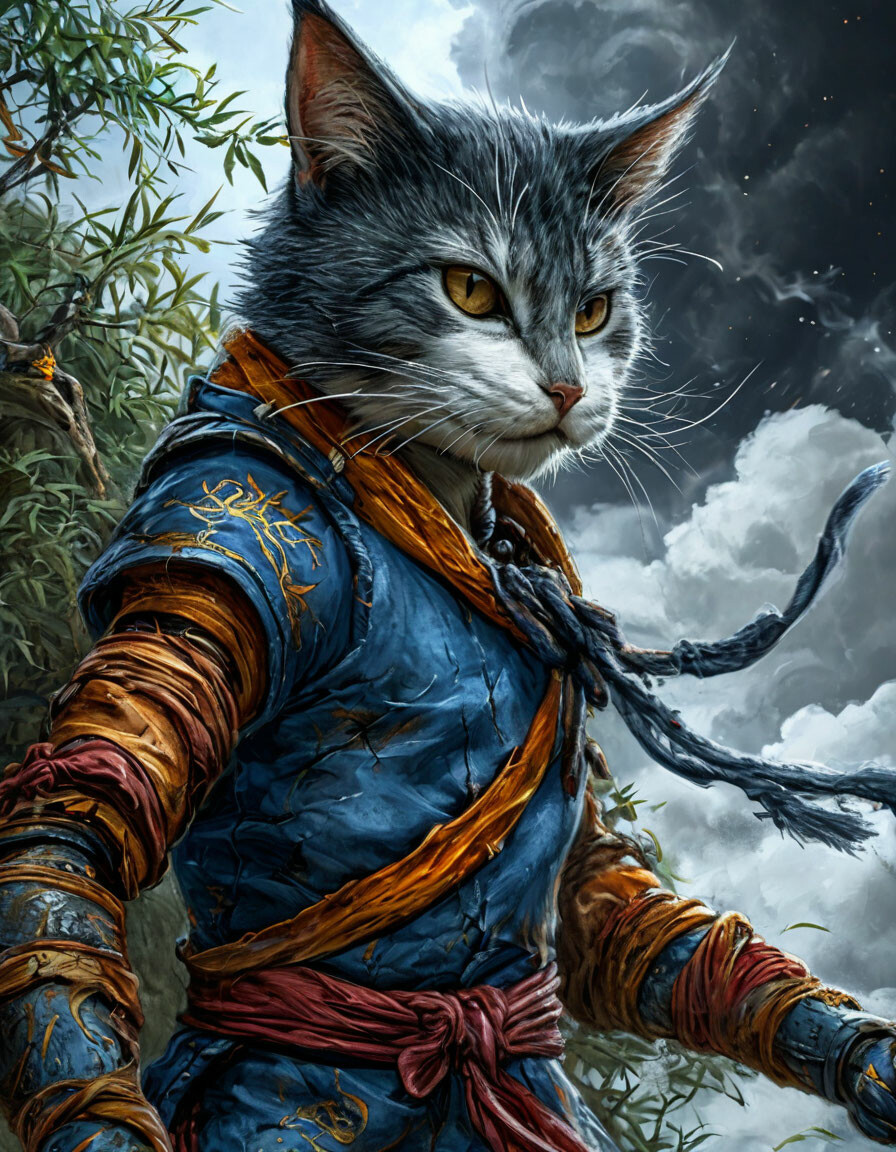 "Shaolin Cat Fighter, fantasy, pencil + marker + ink, artistic,hiper ...