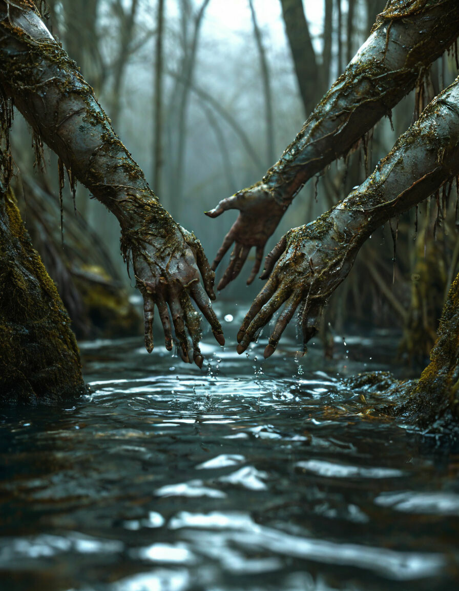 "Scary mermaids, horror, creatures …" — image created in Shedevrum