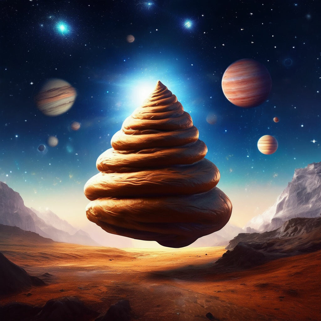 "A huge piece of flying poop on the …" — image created in Shedevrum