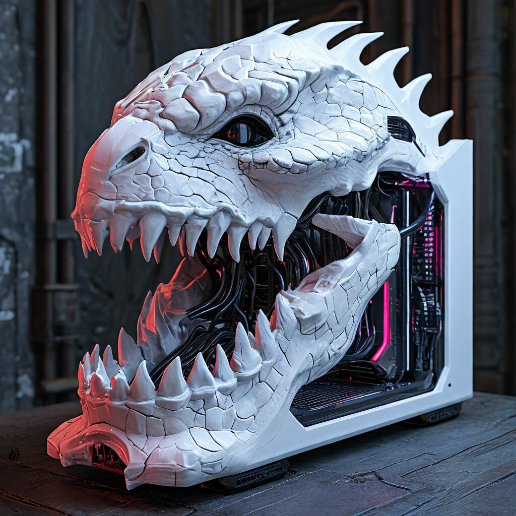 "Pc case in the form of a white 2d …" — image created in Shedevrum